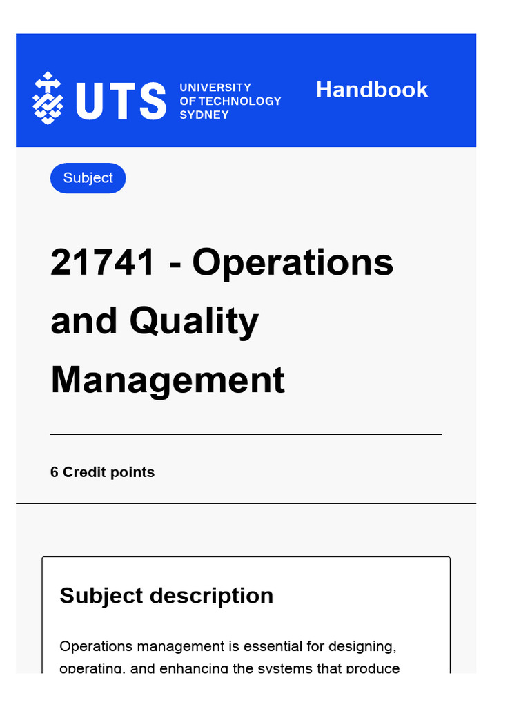 Operations and Quality Management | PDF | Educational Assessment | Learning