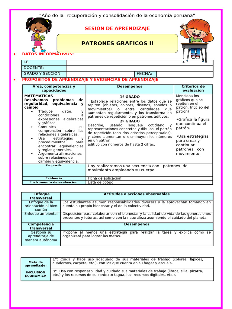 U2 S2 Sesion D3 Mat Hacemos Patrones Graficos Ii Maestras de Primaria ...