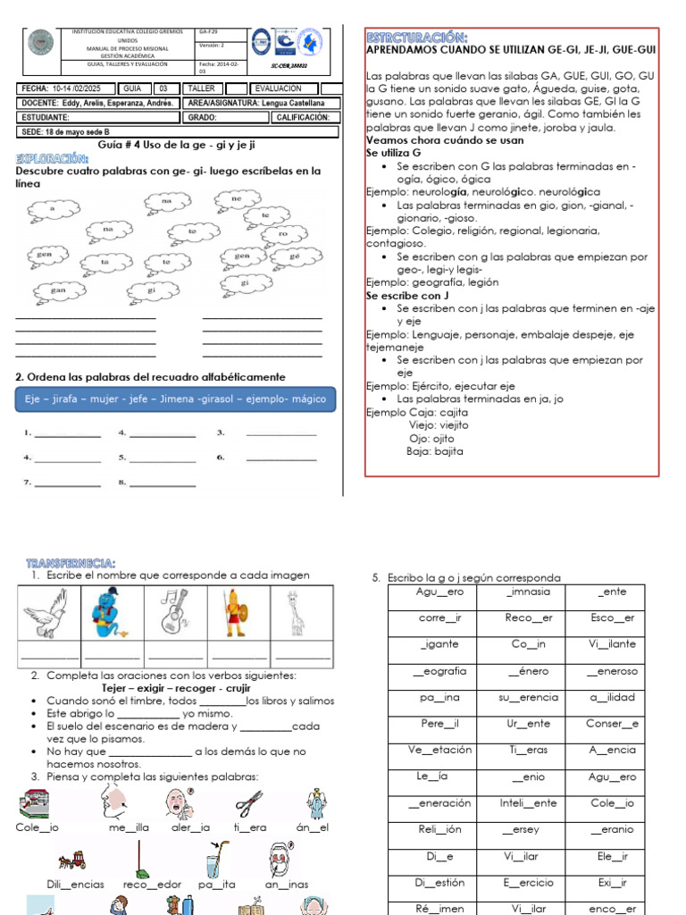 Uso de G, J y sus combinaciones | PDF