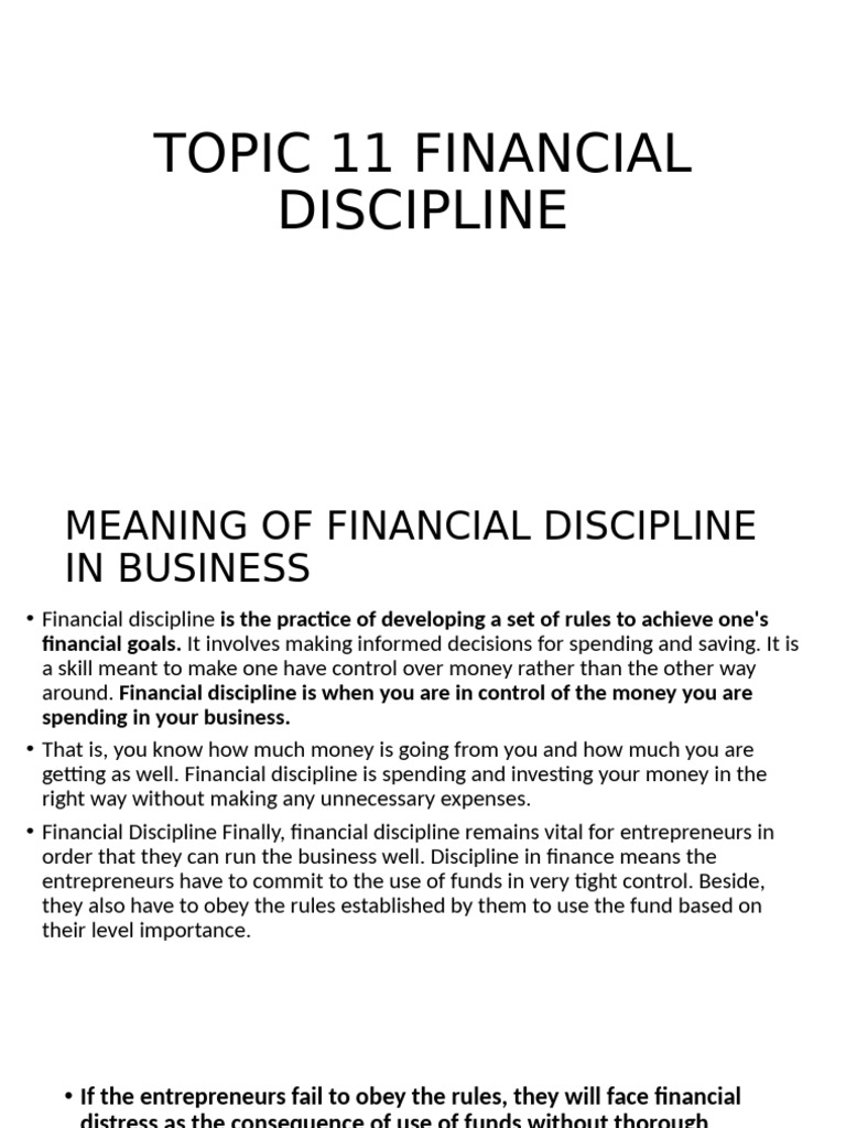 Topic 11 Financial Discipline | PDF | Disciplines | Budget