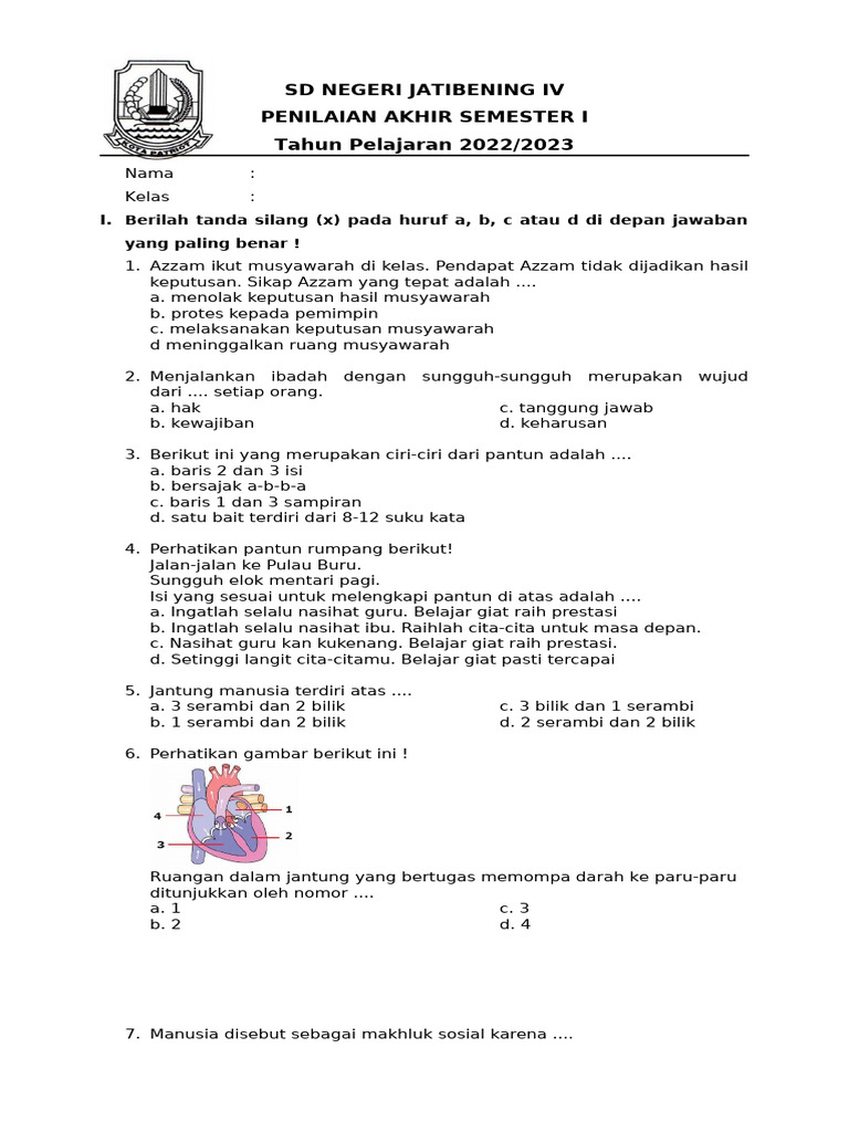 PAS Tema 4 Ganjil Kelas 5 2022-2023 | PDF