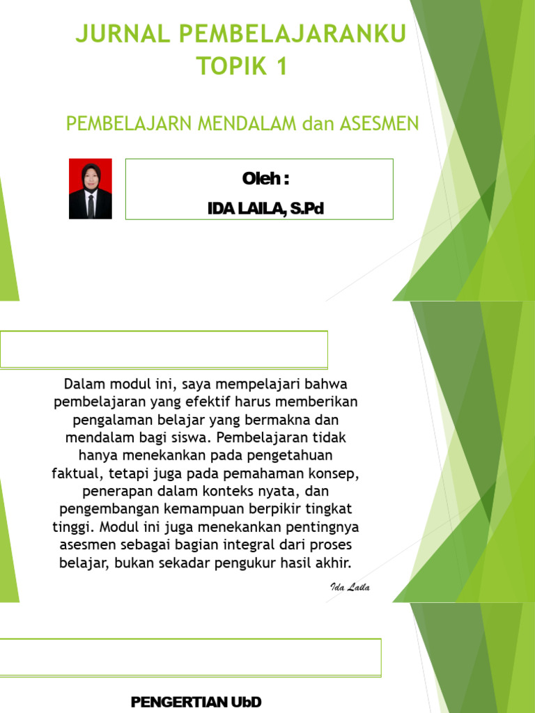 Ida Laila Jurnal Pembelajaranku Topik 1 Prinsip Pengajaran Dan Asesmen | PDF