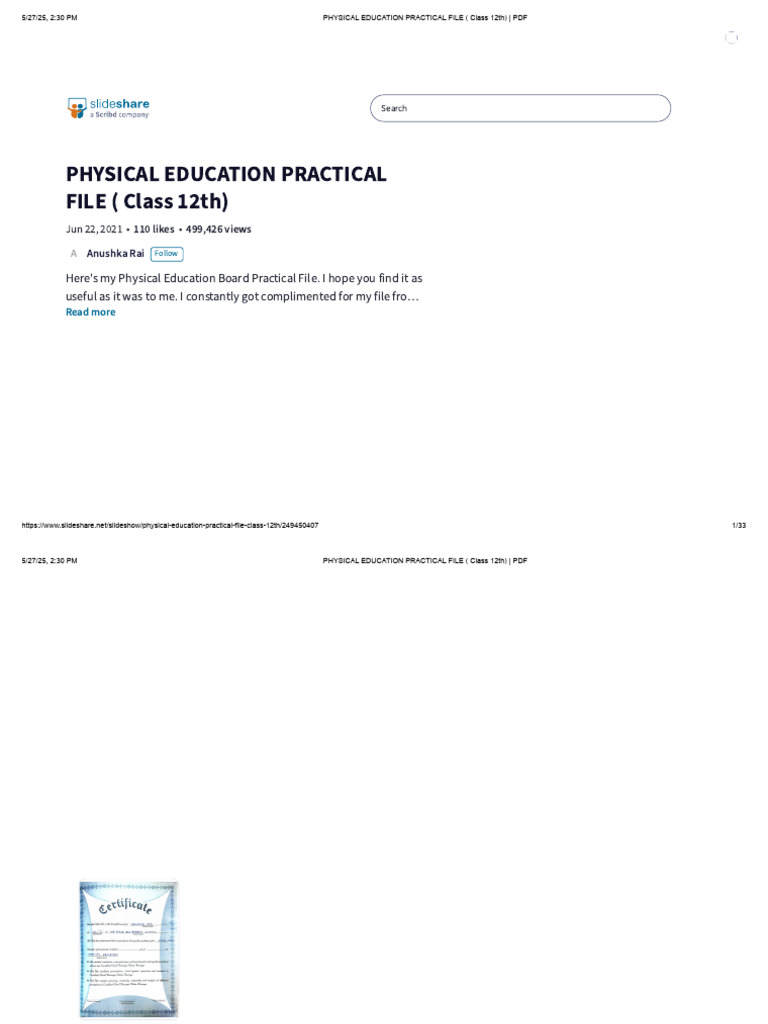 Physical Education Practical File (Class 12th) - PDF | PDF