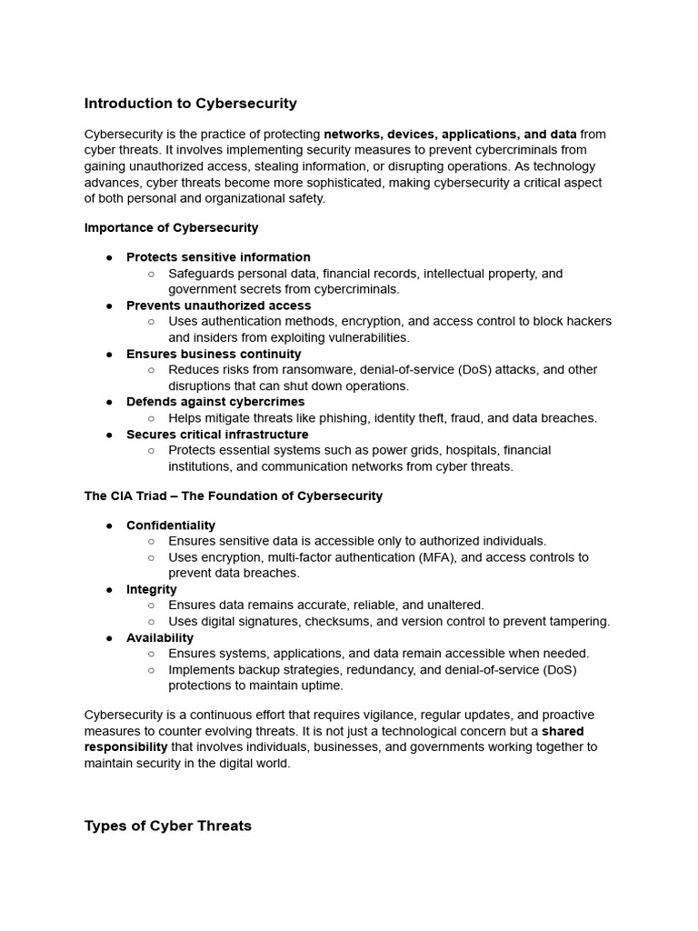 Introduction To Cybersecurity | PDF | Security | Computer Security