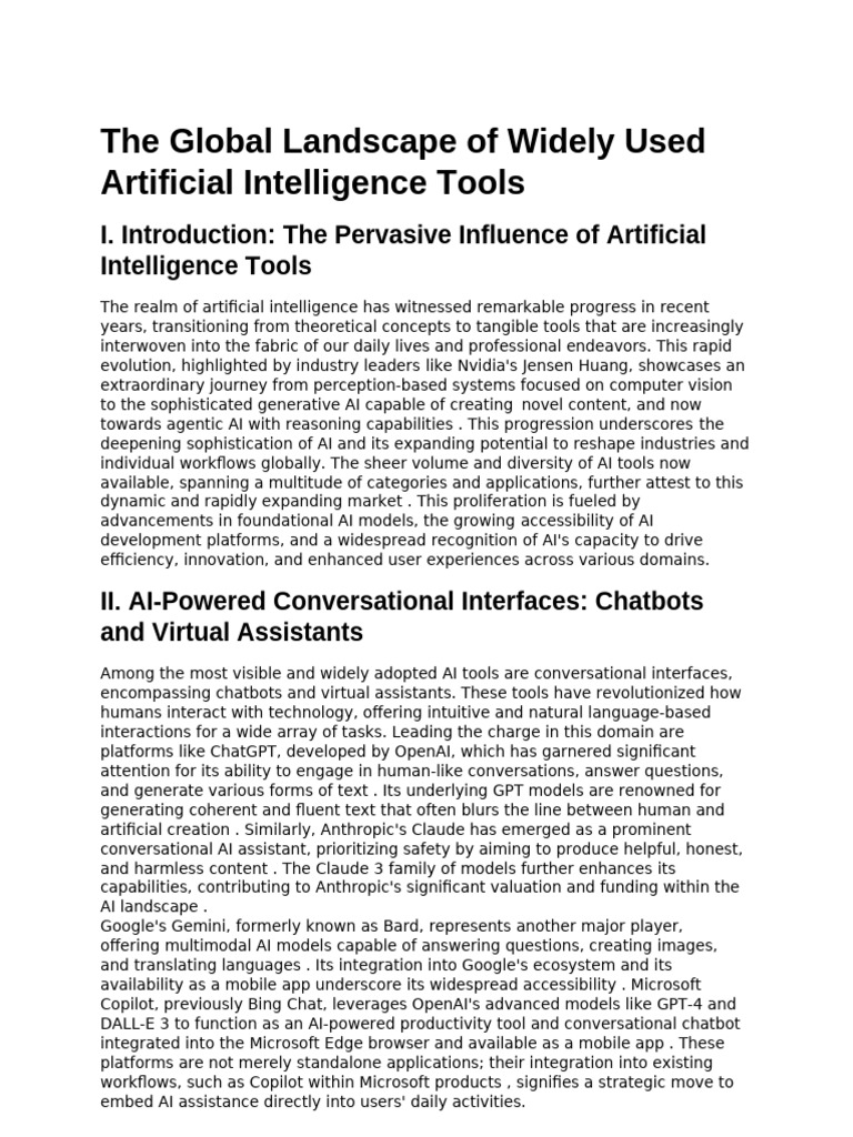 Comprehensive AI Tool List Sought | PDF | Artificial Intelligence ...