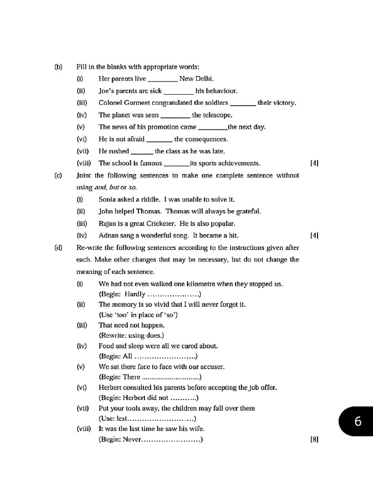 Grammar and Essay Homework, ICSE, June, 2025 | PDF