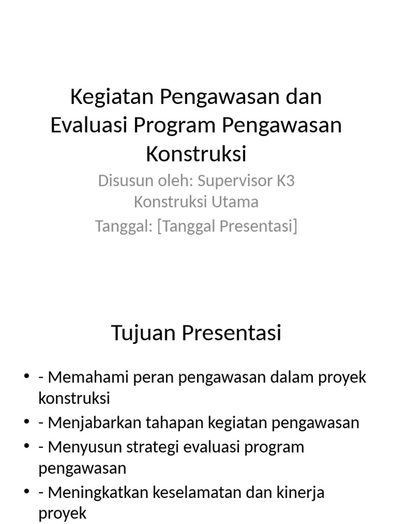 Presentasi Kegiatan Pengawasan Dan Evaluasi Konstruksi | PDF