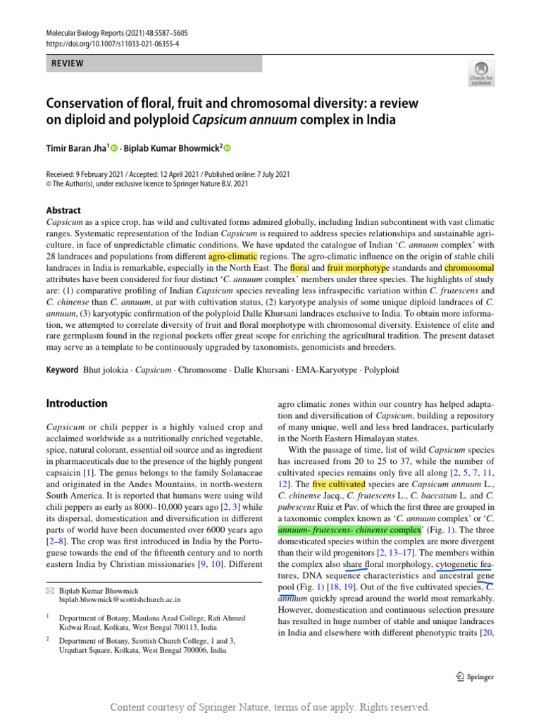 C. Annuum Kompleks Kromosom | PDF | Capsicum | Flowers