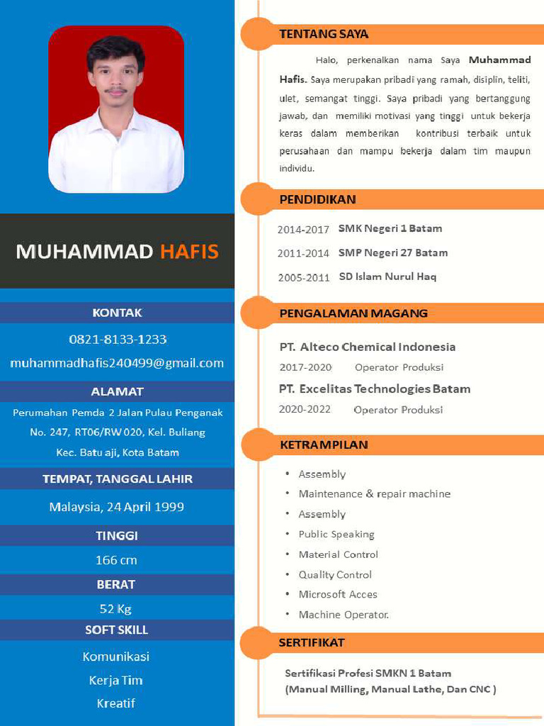 CV Muhammad Hafis Dan Data Lampiran | PDF