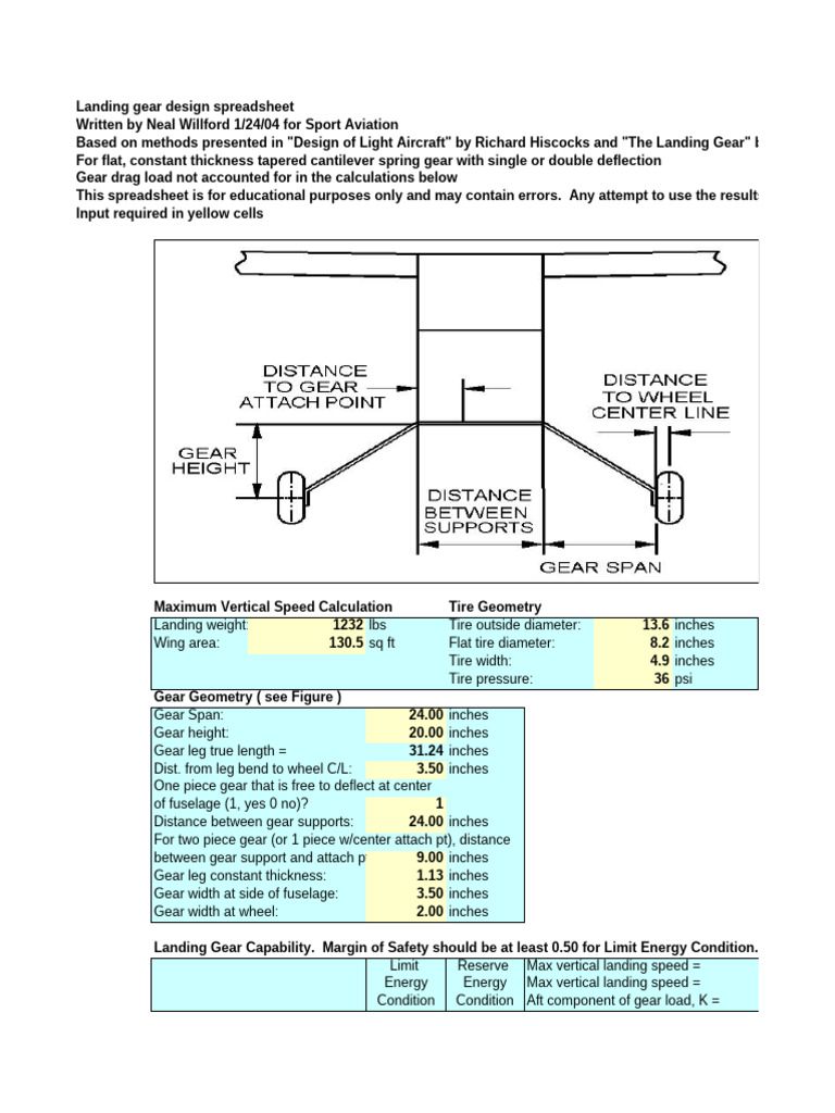 Landing Gear Design Chart | PDF | Landing Gear | Strength Of Materials