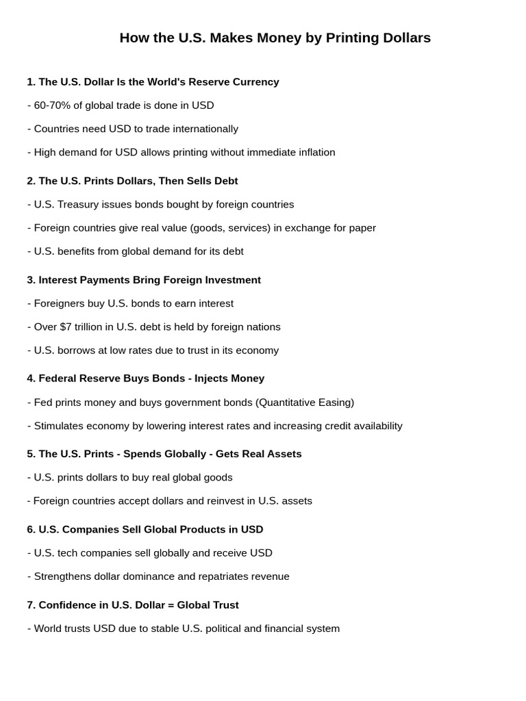 US Dollar Printing Economy Full Details | PDF