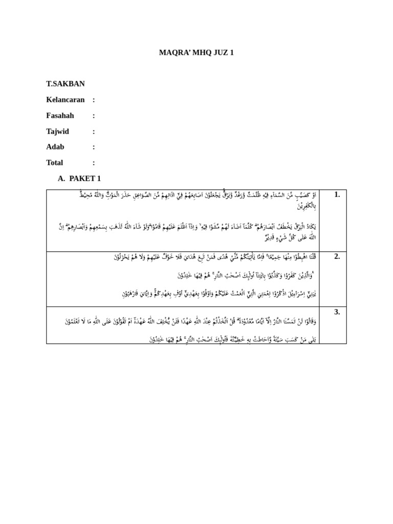 Maqra Tahfiz Juz 1 | PDF