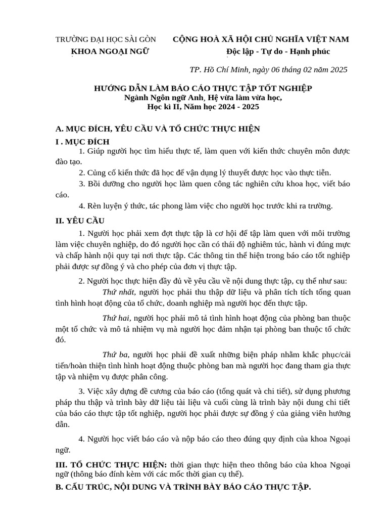 Huongdan Baocaothuctap Gdtx 6.2.2025 | PDF