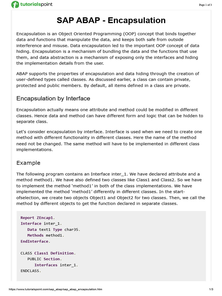 Understanding Encapsulation in ABAP | PDF | Class (Computer Programming) | Method (Computer ...