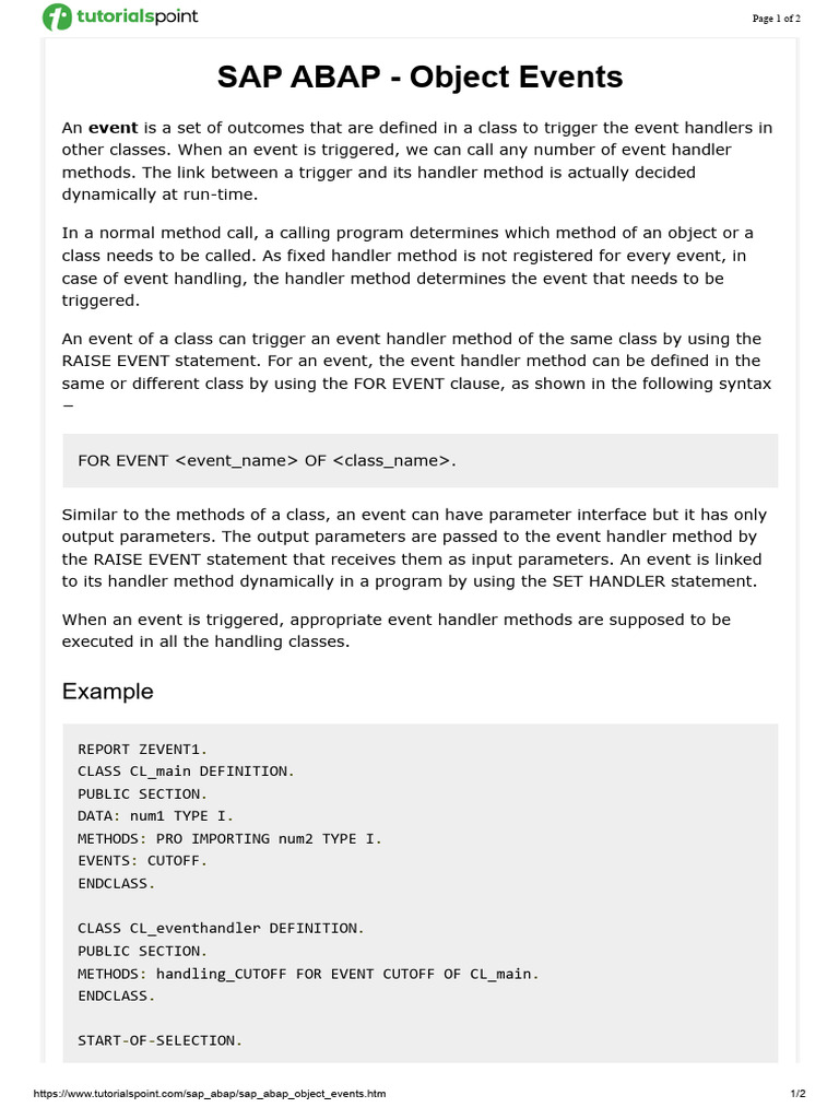 40 - SAP ABAP - Object Events | PDF | Computer Engineering | Information Technology