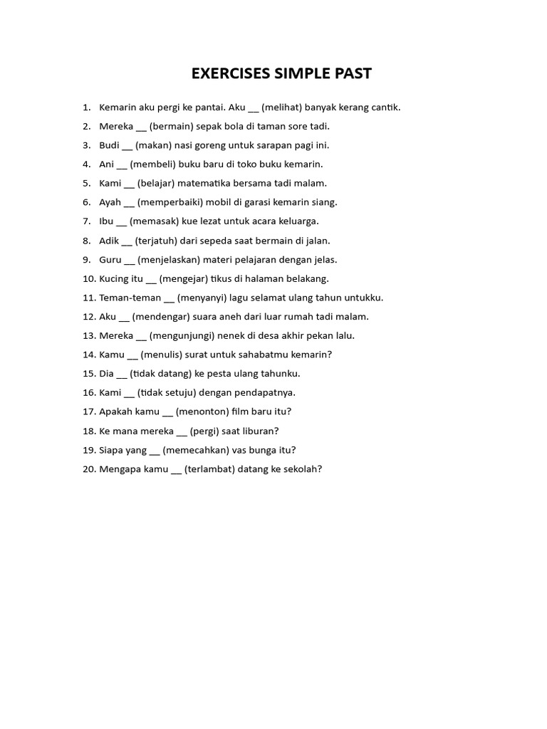 Exercises Simple Past | PDF