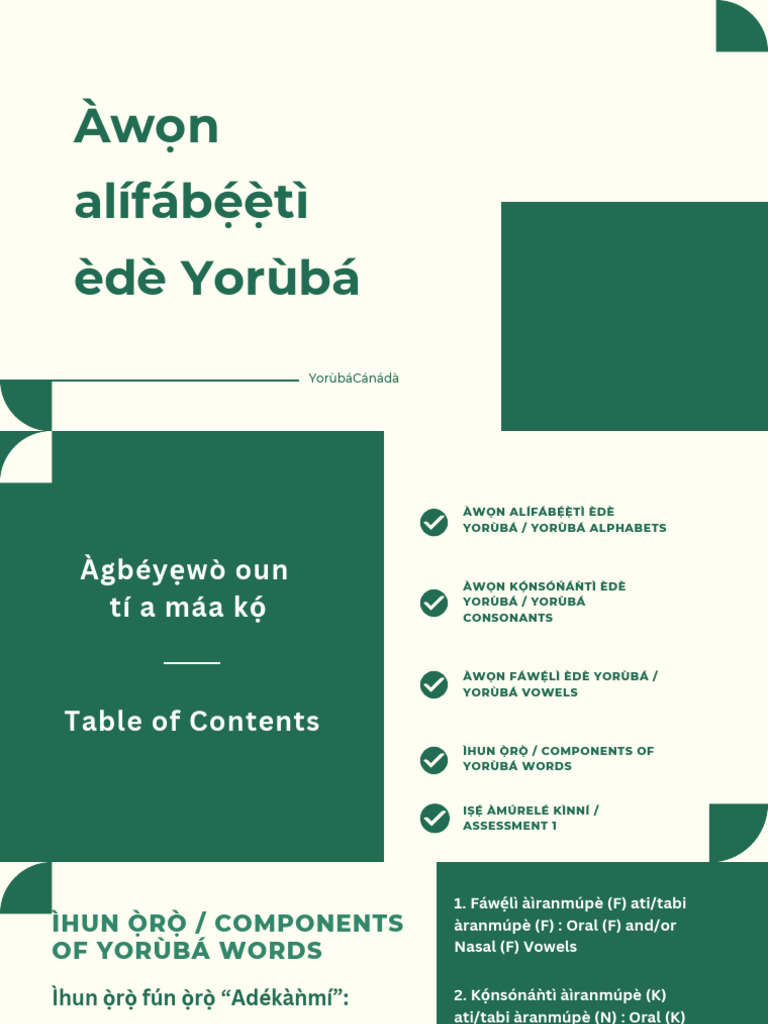 Álífábẹ́ẹ̀tì Yorùbá - Àgbà - YorùbáCánádà | PDF