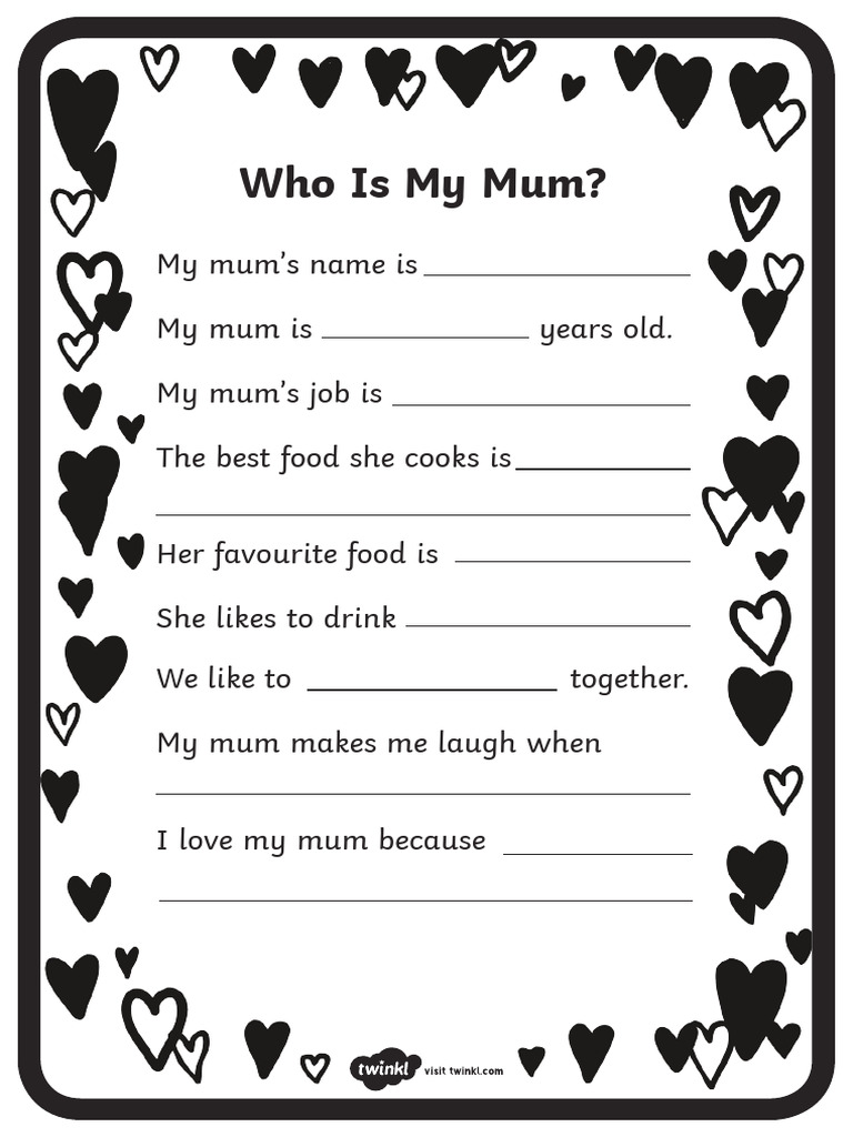 Au T 2547251 New Early Years Mothers Day Questionnaire Activity Sheets ...