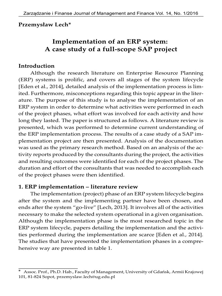 SAP ERP Implementation Case Study | PDF | Enterprise Resource Planning ...
