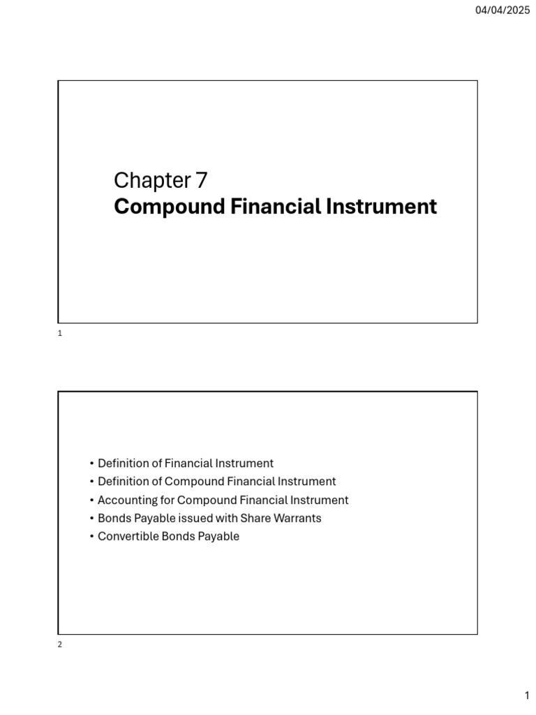 Chapter 7 Compound Financial Instrument 1 | PDF | Bonds (Finance) | Warrant (Finance)