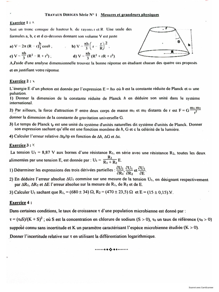 TD1 de Physique 20232024 | PDF