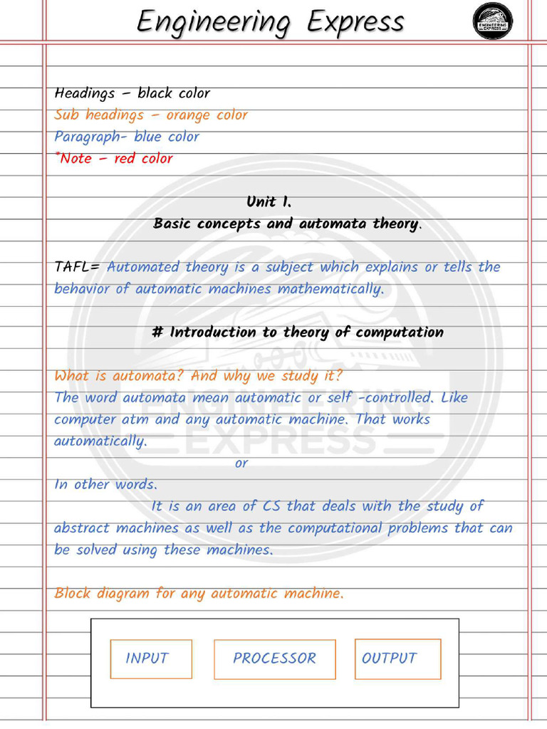 Tafl Unit 1 Complete Notes Engineering Express Pdf