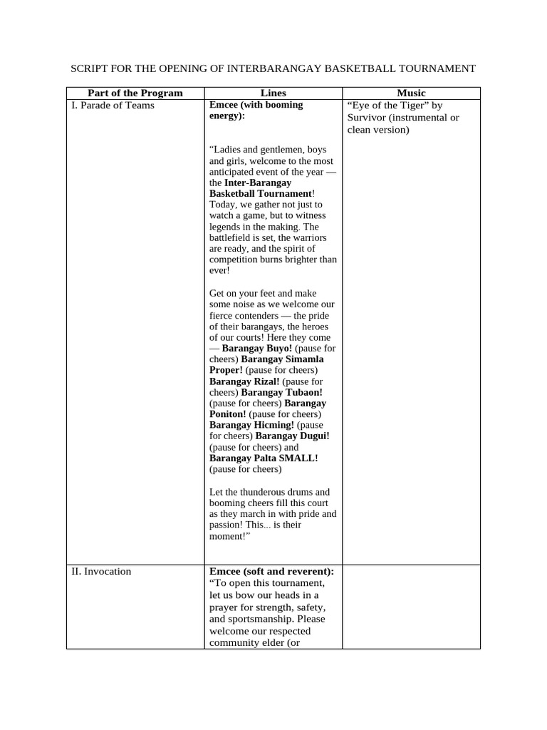 Script Ni Hacming For Opening | PDF