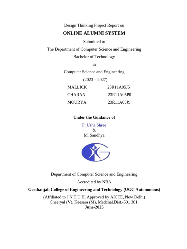 Online Alumni System Design Report | PDF | Design Thinking | Prototype