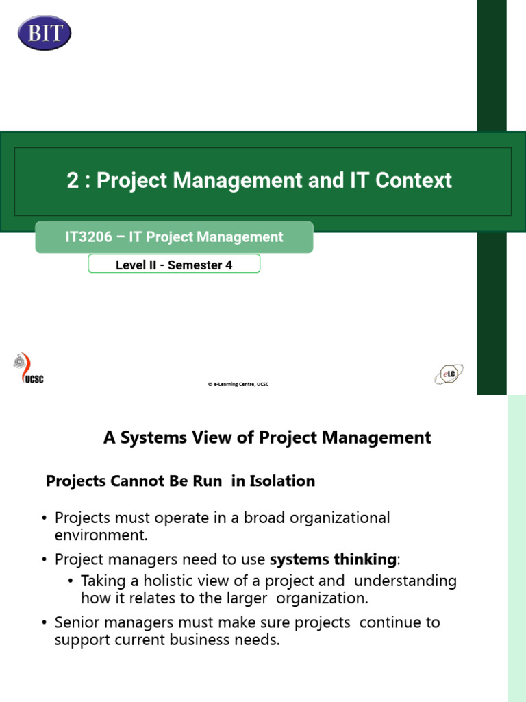 Topic 2 - Project Management & IT Context | PDF | Project Management ...