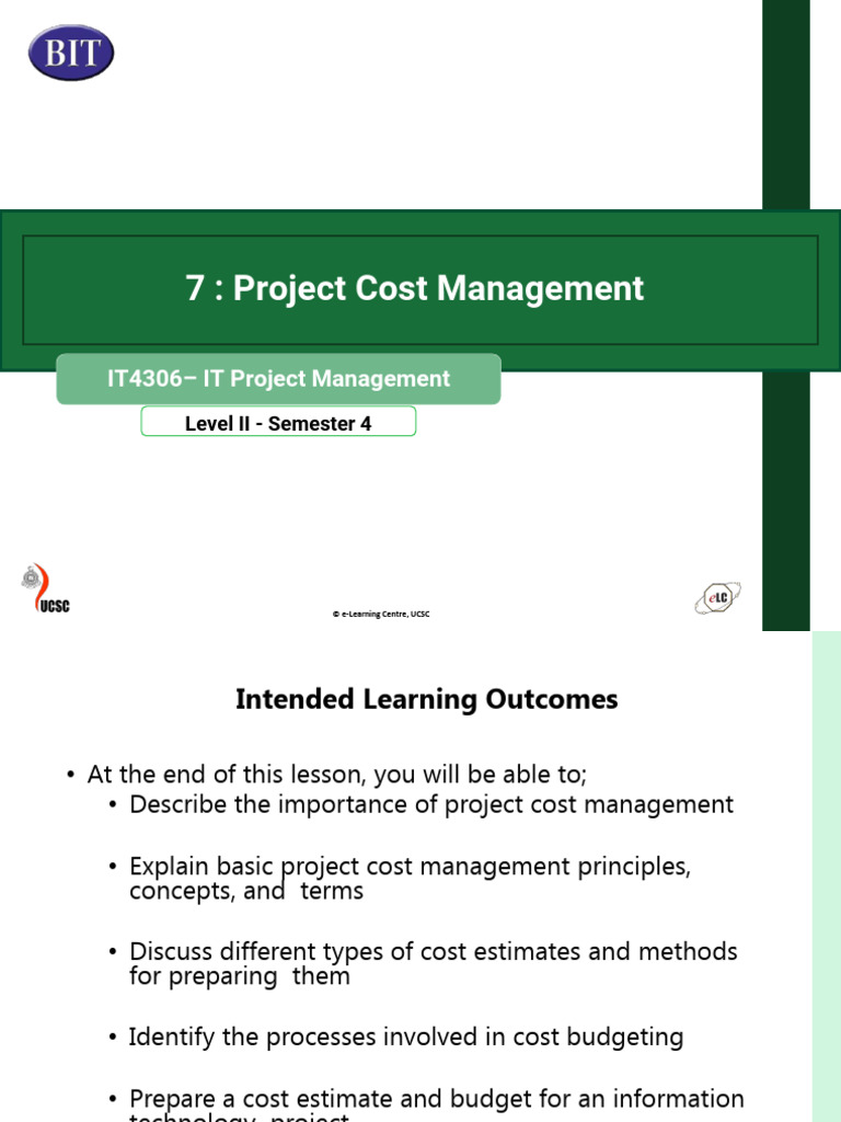 Topic 7 - Project Cost Management | PDF | Cost Accounting | Educational ...