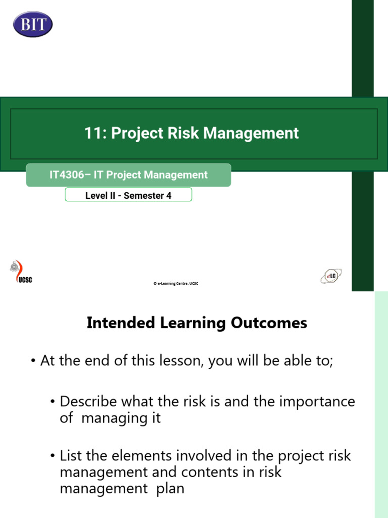 Topic 11 - Project Risk Management | PDF | Risk | Risk Management
