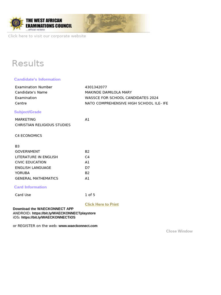 Results: Candidate's Information | PDF
