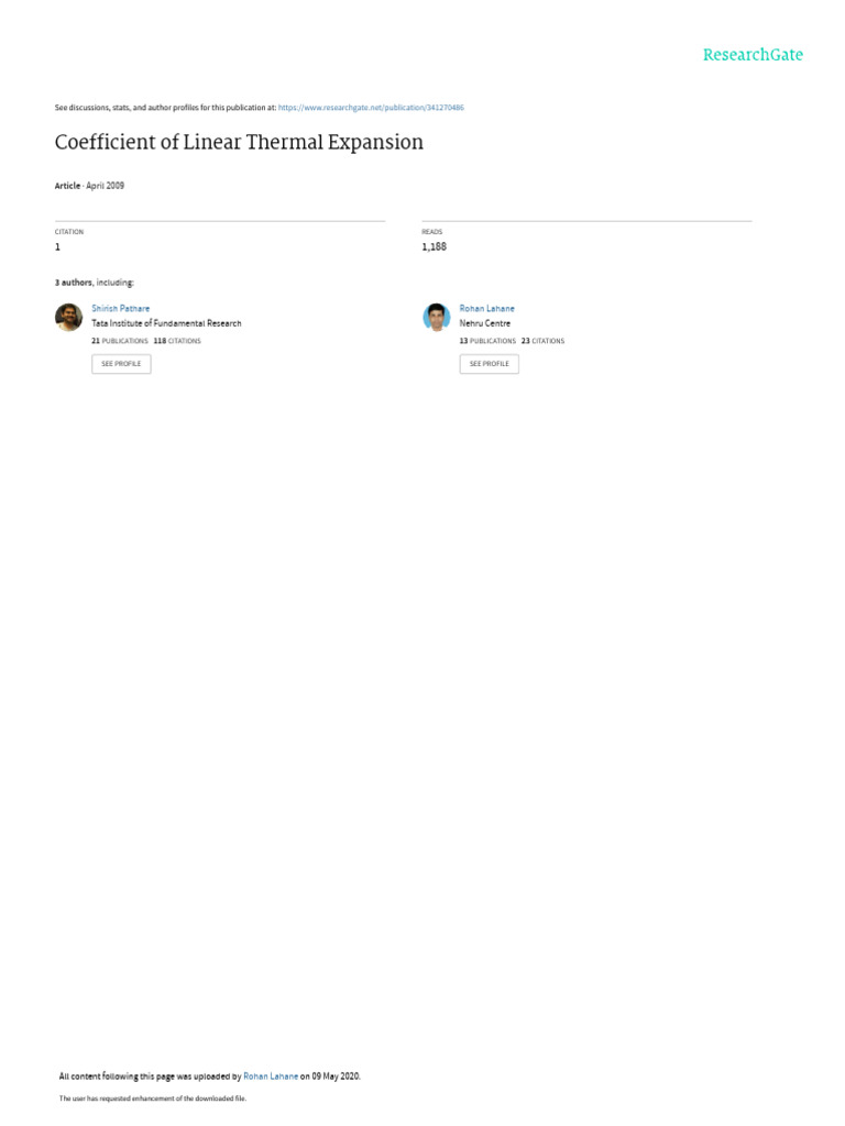 Coefficient of Thermal Expansion | PDF | Diffraction | Physical Sciences