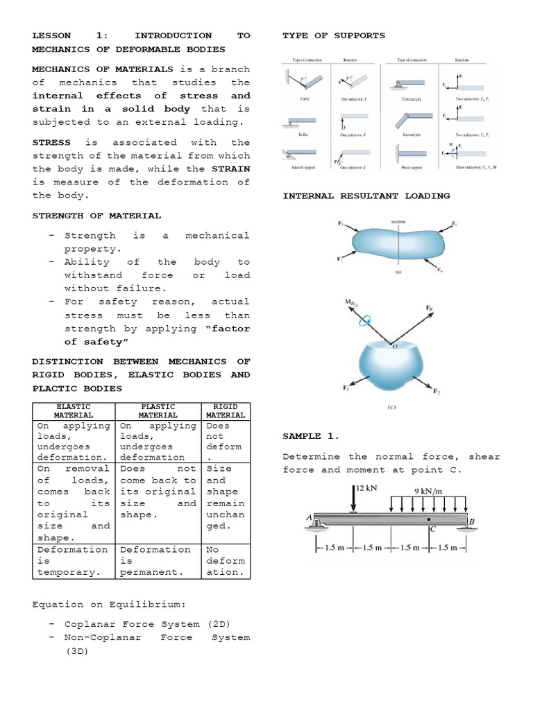 Module 1 Introduction To Mechanics | PDF | Deformation (Engineering ...