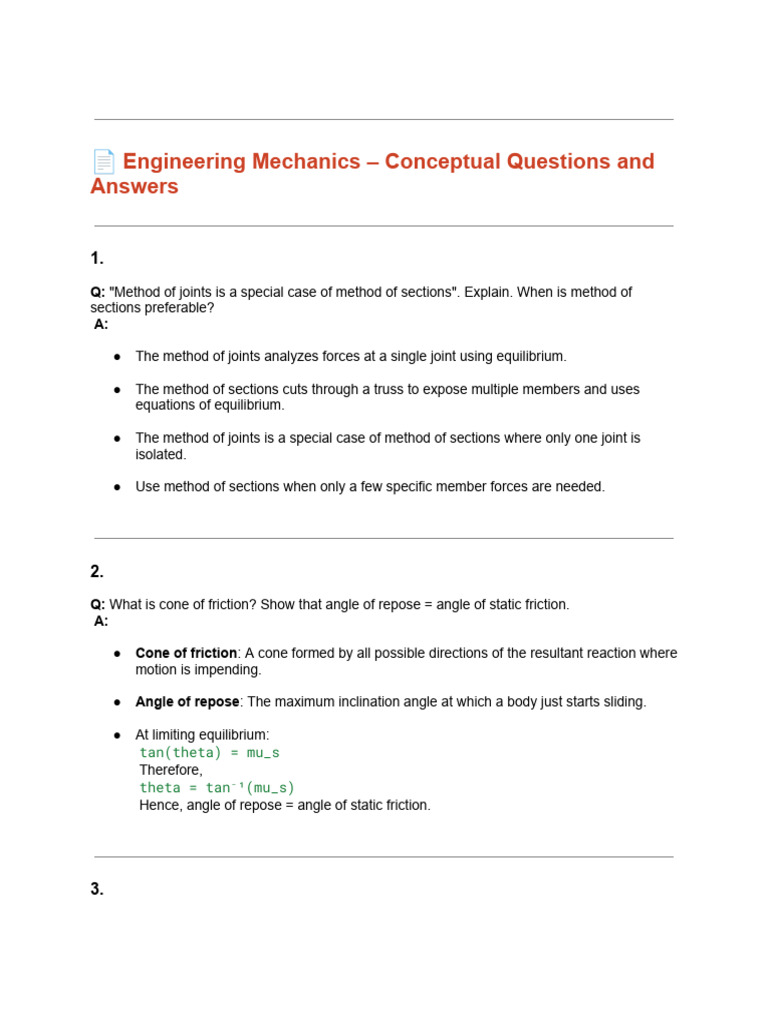 ? Engineering Mechanics - PYQs | PDF | Damping | Mechanics