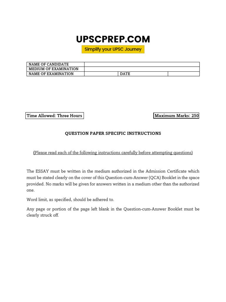 Essay One Test Instructions | PDF | Essays | Question