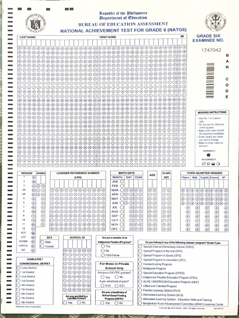 Nat Answer Sheet | PDF