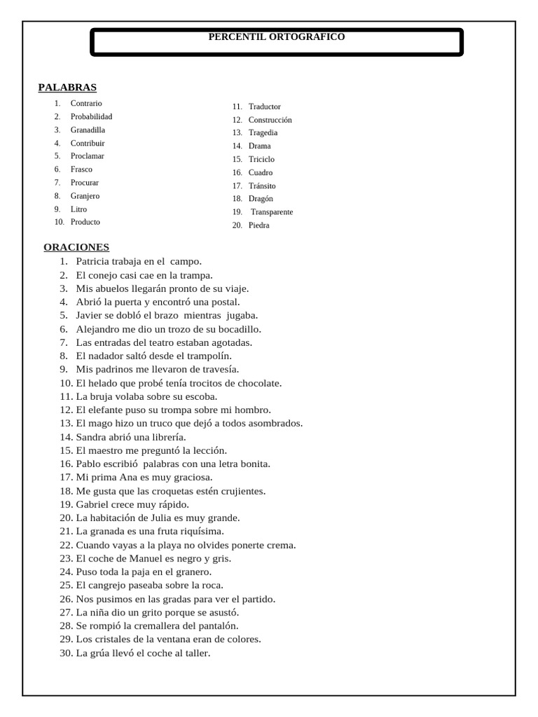 Dictado de Oraciones | PDF