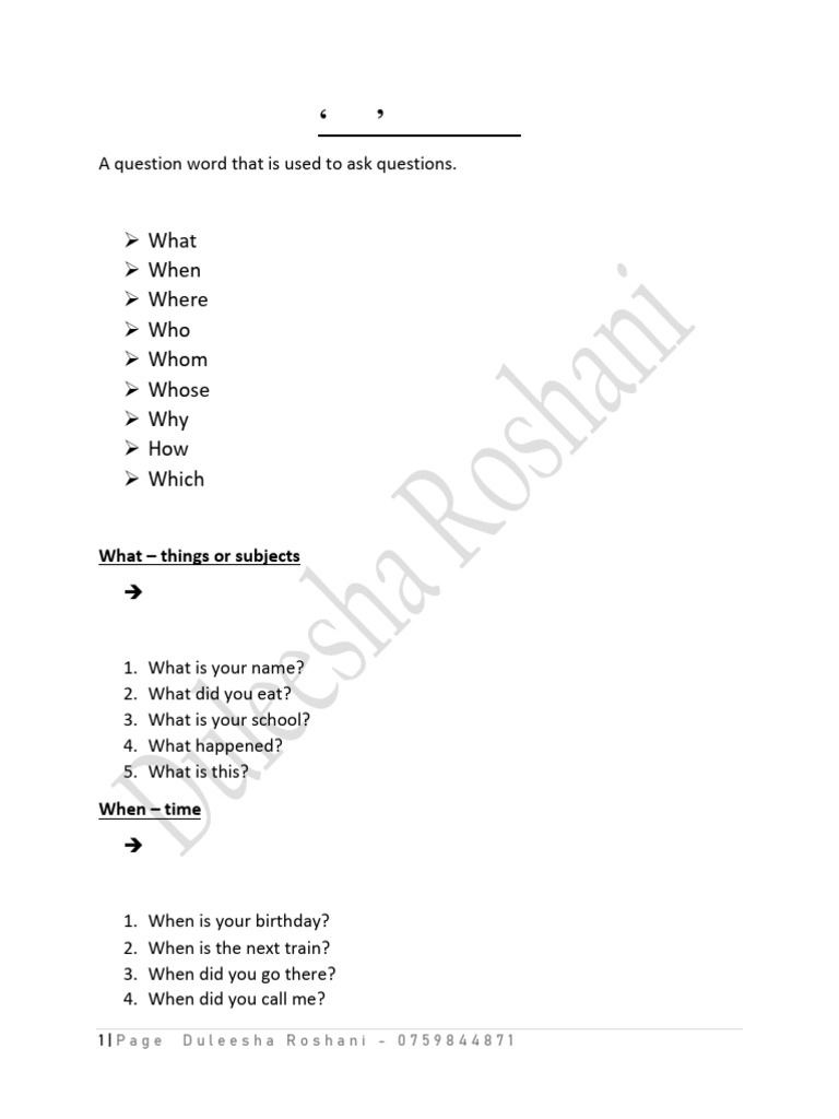 WH Questions | PDF