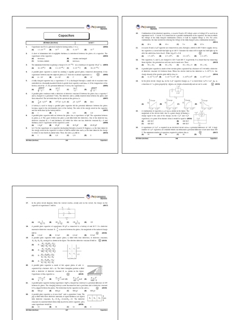 Capacitors Pyqs | PDF | Capacitor | Capacitance