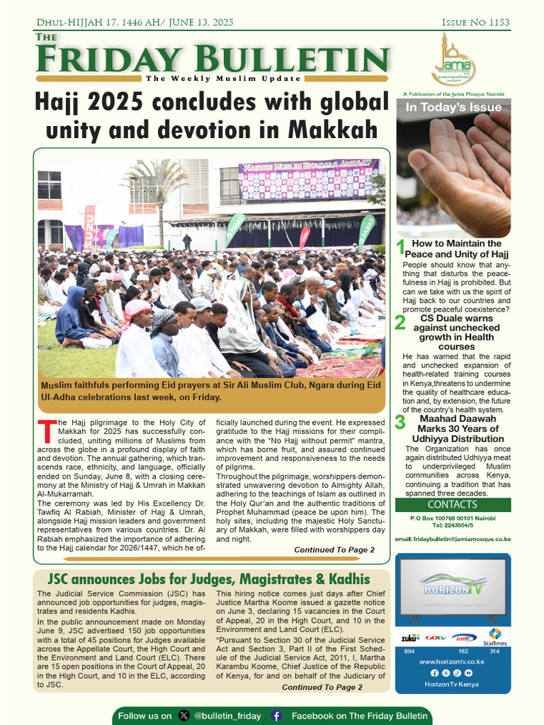 The Friday Bulletin 1153 | PDF | Hajj