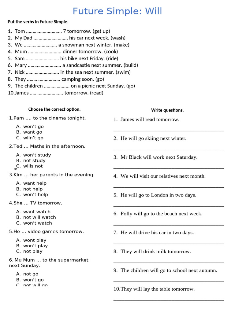 Future Simple WILL | PDF