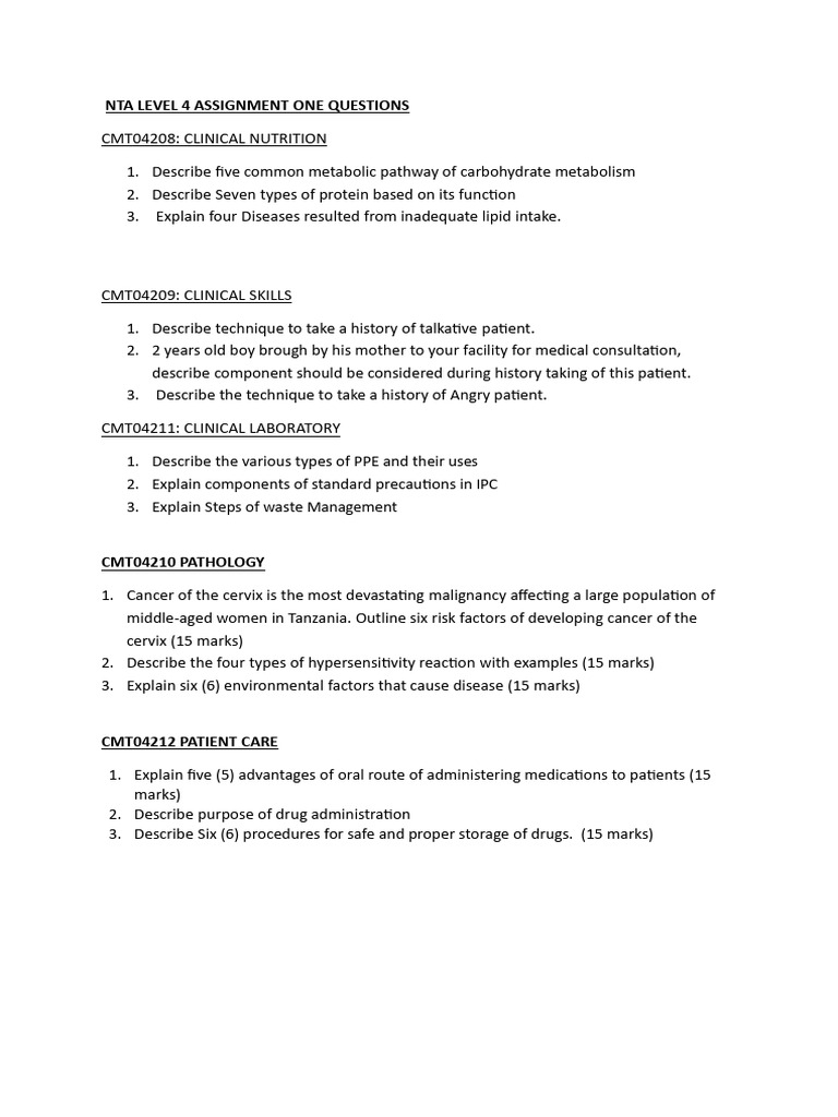 Nta Level 4 Assignment One Questions | PDF
