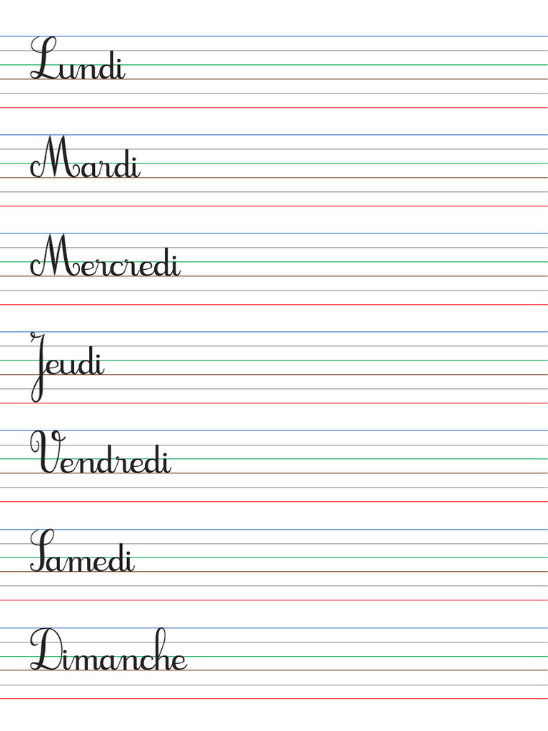 Jours de La Semaine Cursif Majuscule | PDF