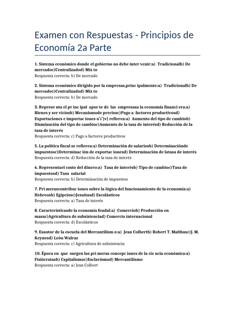 Examen Resuelto Principios Economia 2a Parte | PDF | Monopolio | Riqueza