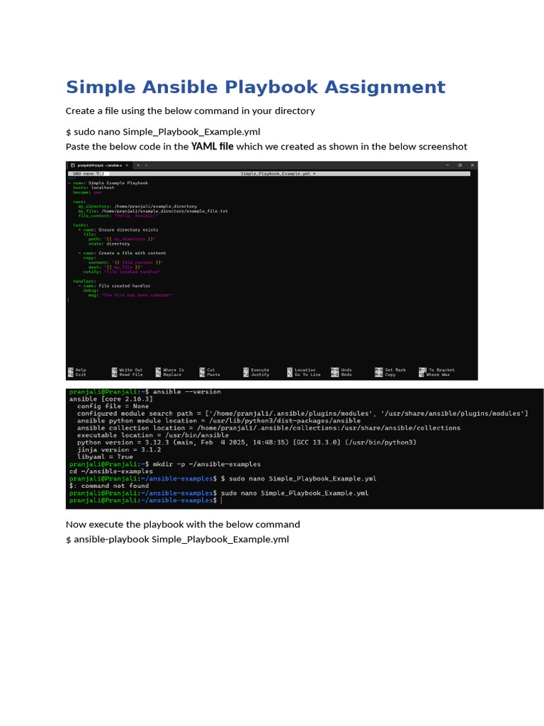 Simple Ansible Playbook Assignment | PDF | World Wide Web | Internet & Web