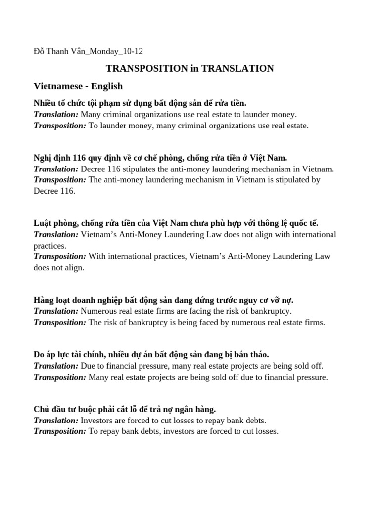 Đ Thanh Vân - Transposition | PDF