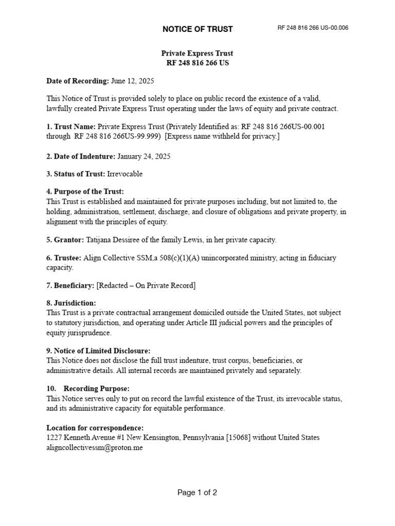 Notice of Trust1 | PDF