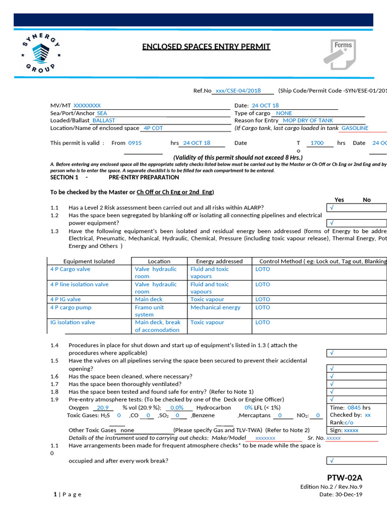 PTW 02A - Sample Copy. | PDF | Valve | Gases