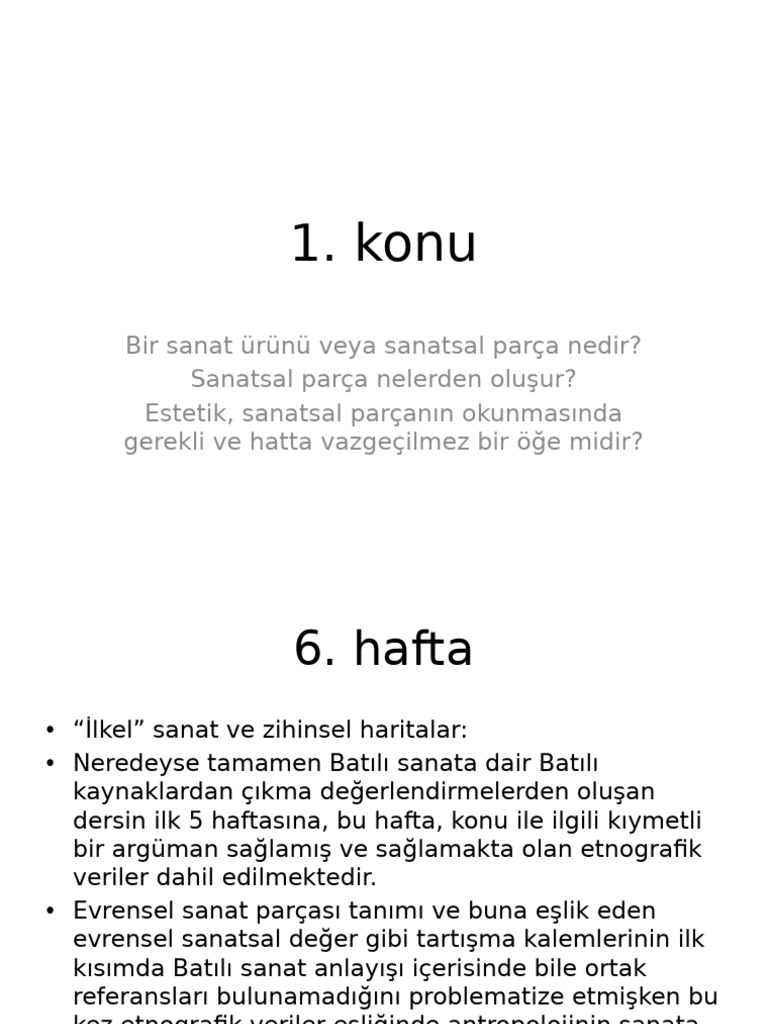 Sanat Antropolojisi 1. Konu 6. Hafta | PDF